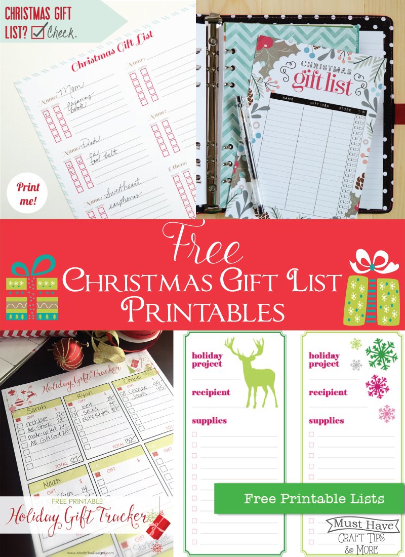 Free Printable Gift List Printables The Scrap Shoppe Free Printable Gift List Printables The Scrap Shoppe