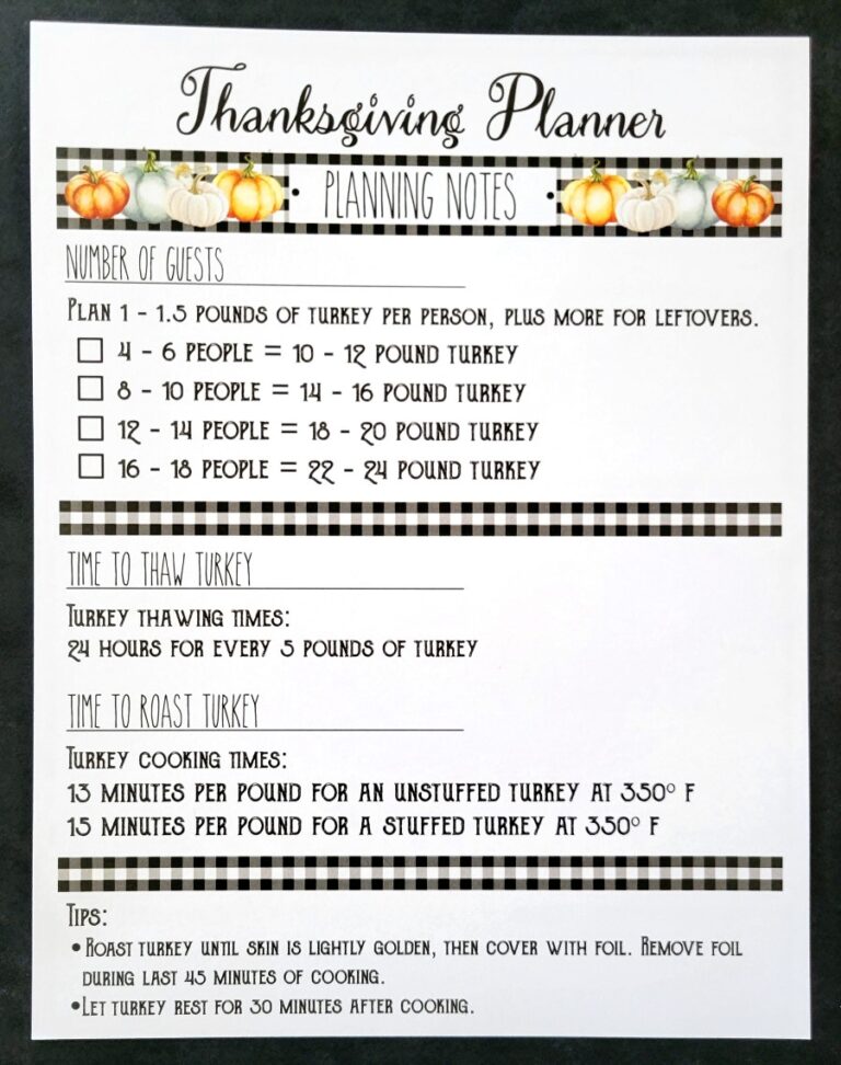 12 Free Thanksgiving Planner Pages - The Scrap Shoppe